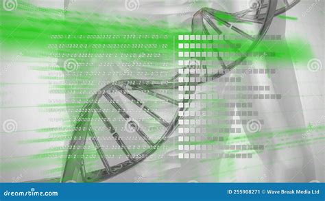Animation Of Dna Strand And Moving Data Processing Over Beakers With Liquid Stock Video Video