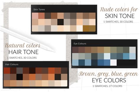 People Portrait Swatches For Procreate Skin Tone Swatches Hair Color By Lettersclipart