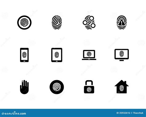 Fingerprint Icons Authorization Identification Symbol Security And Surveillance System