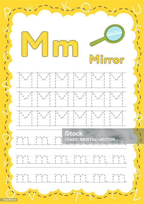 어린이를위한 필기 통합 문서 문자 학습을 위한 워크시트입니다 아이들을위한 활동 책 유치원 교육 페이지 편지 M 0명에 대한 스톡 벡터 아트 및 기타 이미지 Istock