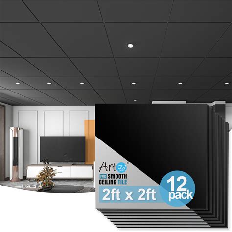 Art3d 12 Pack Stucco Texture Drop Ceiling Tiles 2x2 Ft Fire Rated