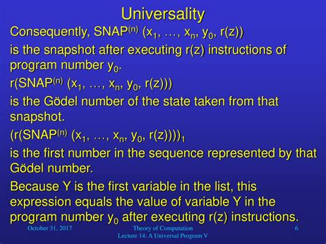 Theory Of Computation Lecture 14 A Universal Program V Ppt Download