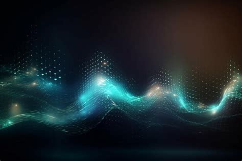 Premium Photo A Glowing Particle And Binary Wave Pattern On Dark