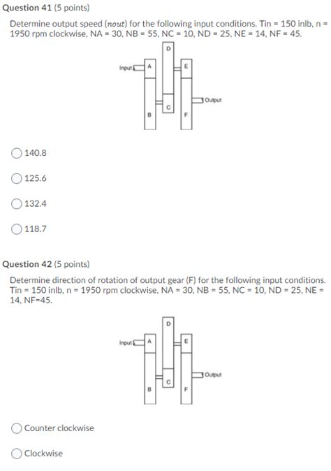 Solved Question Points Determine Output Speed Nout Chegg Com