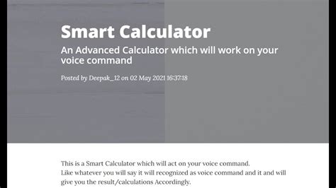 Smart Calculator In Python It Will Work On Your Voice Command