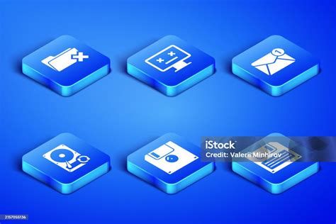 Set Floppy Disk Delete Folder Hard Drive Hdd Sync Refresh Dead Monitor And New Email Incoming