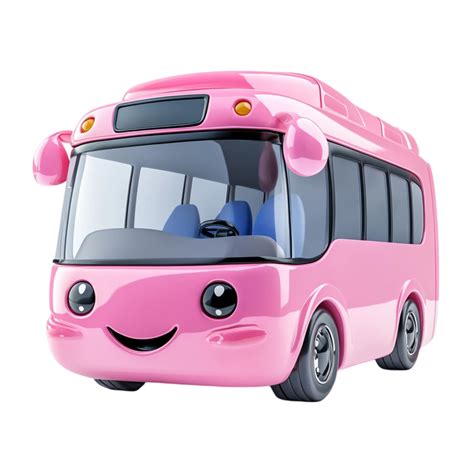 Happy Pink Cartoon Bus With Big Eyes 56084997 Png