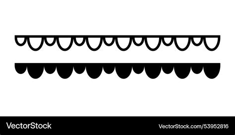 Scalloped Edge Seamless Strokes Set Simple Vector Image