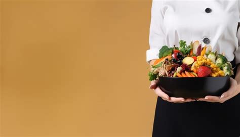 Premium Photo Female Chef In Uniform With Plastic Container Holding A Premium Photo Female Chef In Uniform With Plastic Container Holding A