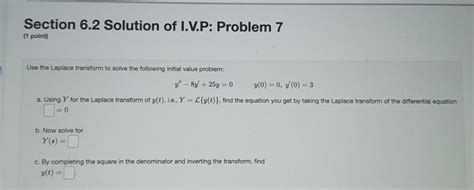 solved section 6 1 laplace transform problem 6 1 point