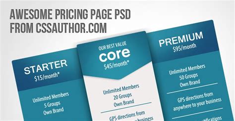 Awesome Pricing Page Psd For Free Download Cssauthor Com Psd Templates Brochure Psd Psd