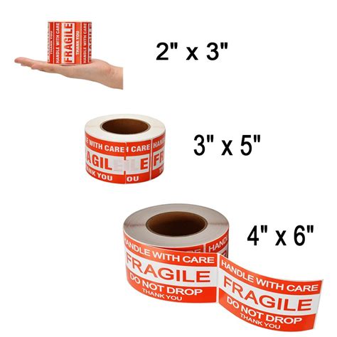 Sjpack Large Fragile Stickers 4 X 6 Eye Catching Fragile