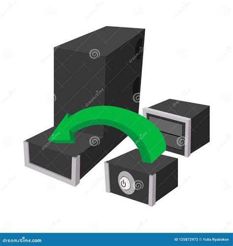 Assembling Of A New Pc Icon Cartoon Style Stock Illustration