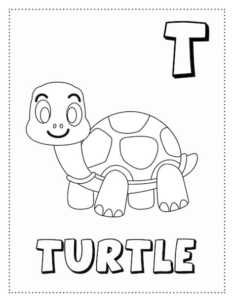 Letra T De Tortuga Para Colorear Libro Para Colorear Letra Animales