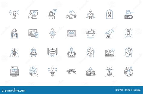 Technological Advances Line Icons Collection Robotics Nanotechnology Augmented Reality