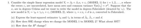 Solved 1 Consider The Simple Linear Regression Model