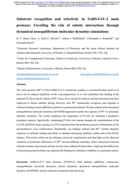 Pdf Substrate Recognition And Selectivity In Sars Cov 2 Main Protease