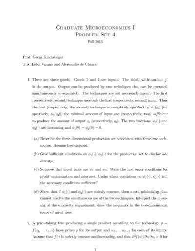 Graduate Microeconomics I Problem Set 4 Ecares