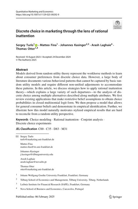 Pdf Discrete Choice In Marketing Through The Lens Of Rational Inattention