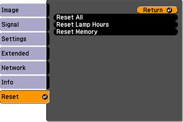 Resetting The Lamp Timer