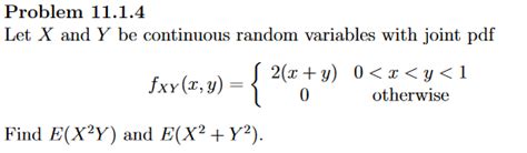 Solved Problem 1114 Let X And Y Be Continuous Random