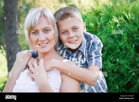 Love Between Mother And Her Son Nature Background Stock Photo Alamy