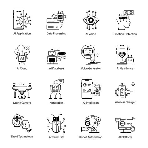 Premium Vector | Bundle of AI Technology Linear Icons