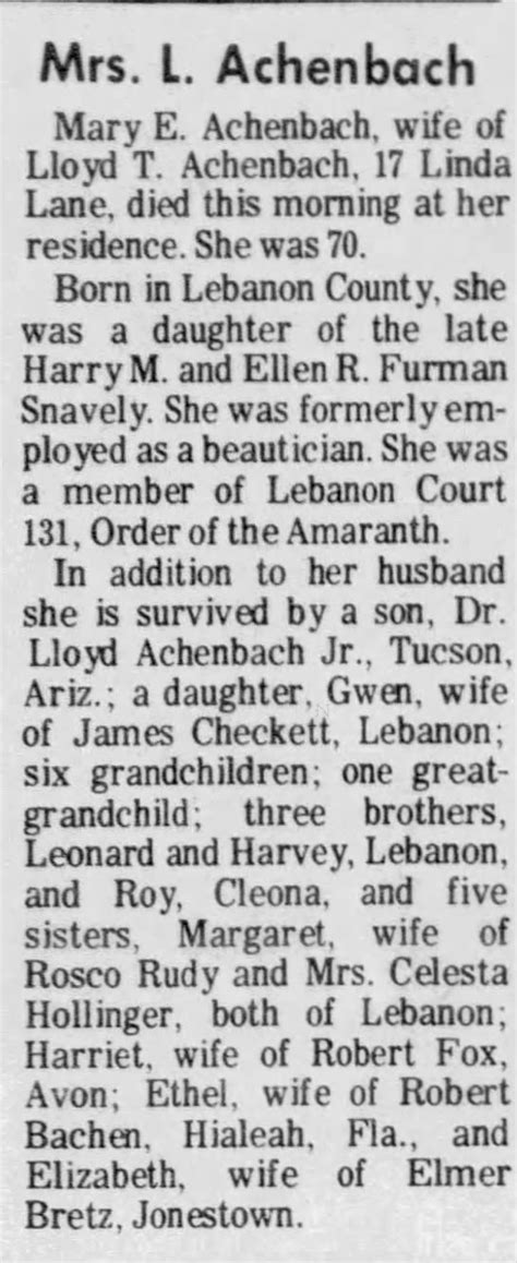 Mary Ellen Snavely Achenbach 1904 1974 Find A Grave Memorial