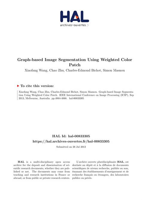 Pdf Graph Based Image Segmentation Using Weighted Color Patch · In