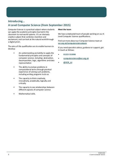 Computer Science A Level Specification