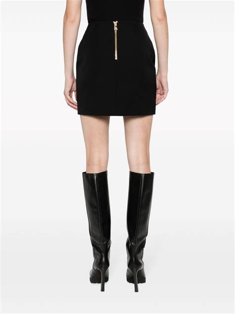 Balmain Lion Embossed Button Miniskirt In Black ModeSens
