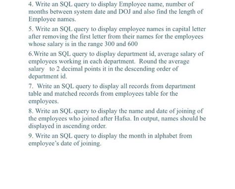 Solved 4 Write An Sql Query To Display Employee Name