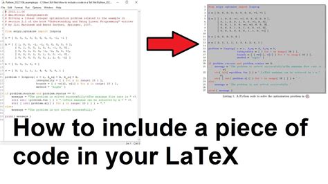 How To Include A Piece Of Code Inside Your Report When Using Latex Youtube How To Include A Piece Of Code Inside Your Report When Using Latex Youtube