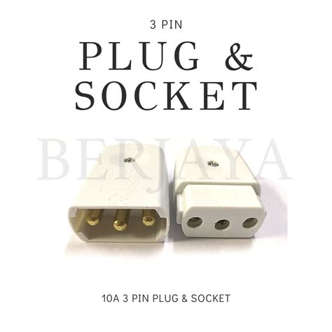 3 Pin 10a 250vac Wiring Connector Plug And Socket White Color Lazada