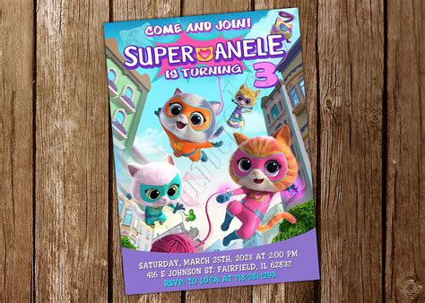 Invitación A Super Kitties Cumpleaños De Super Kitties Etsy México