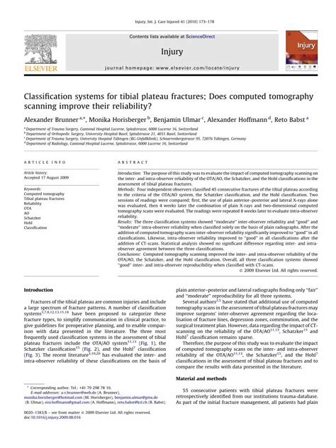 Pdf Classification Systems For Tibial Plateau Fractures Does