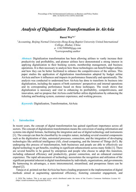 Pdf Analysis Of Digitalization Transformation In Airasia