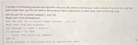 Solved Translate The Following Pseudocode Algorithm Into