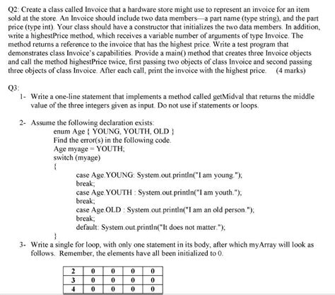 Solved Q2 Create A Class Called Invoice That A Hardware