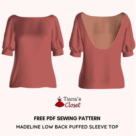 Madeline Low Back Puffed Sleeve Top Free Pdf Sewing Pattern Puffed Sleeve Top How To Fold