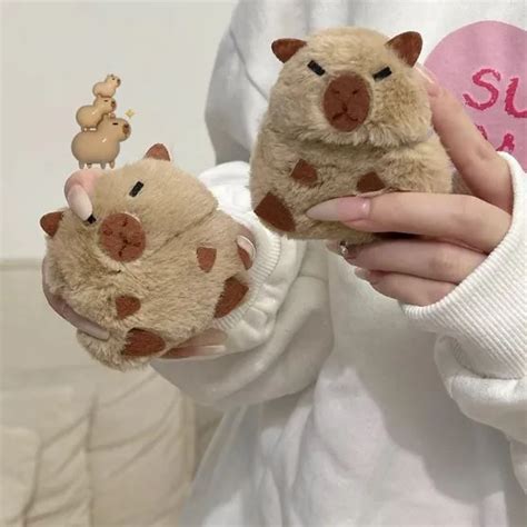럽케이스 카피바라 털 퍼 에어팟케이스 에어팟 1 에어팟2 에어팟3 에어팟프로 이어폰케이스 블루투스 헤드셋 커버 캐릭터 스트랩