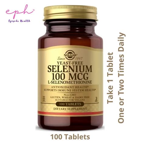 Solgar Selenium Yeast Free 100 Mcg 100 Tablets ซีลีเนียม 100 เม็ด