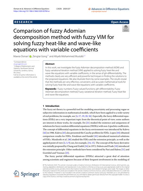 Pdf Comparison Of Fuzzy Adomian Decomposition Method With Fuzzy Vim