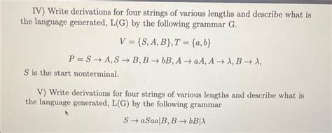 solved iv write derivations for four strings of various