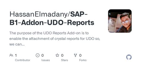 SAP B1 Addon UDO Reports README Md At Master HassanElmadany SAP B1 Addon UDO Reports GitHub