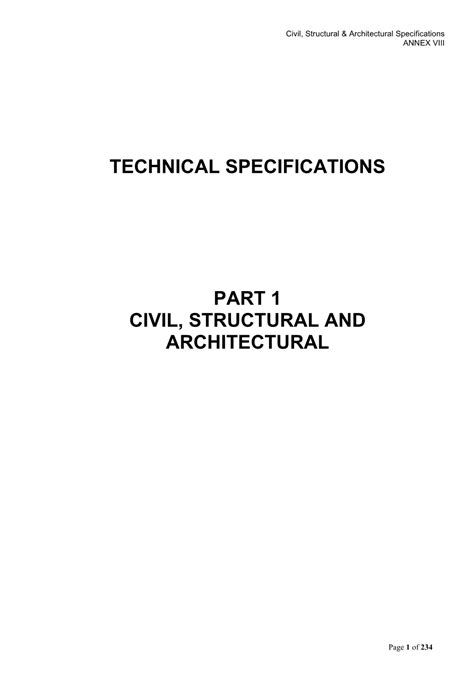 Technical Specifications Part 1 Civil Structural And Docslib