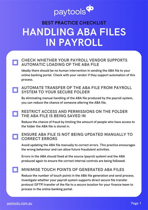 Handling Aba Files In Payroll Best Practice Checklist 1 Payroll Blog