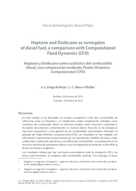 Pdf Heptane And Dodecane As Surrogates Of Diesel Fuel A Comparison