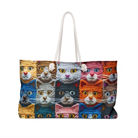 Crocheted Cats Weekender Bag Weekender Bag Women Crochet Pattern