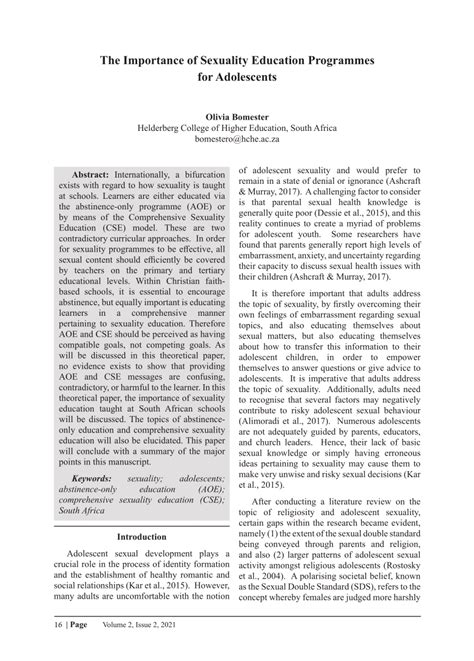 Pdf The Importance Of Sexuality Education Programmes